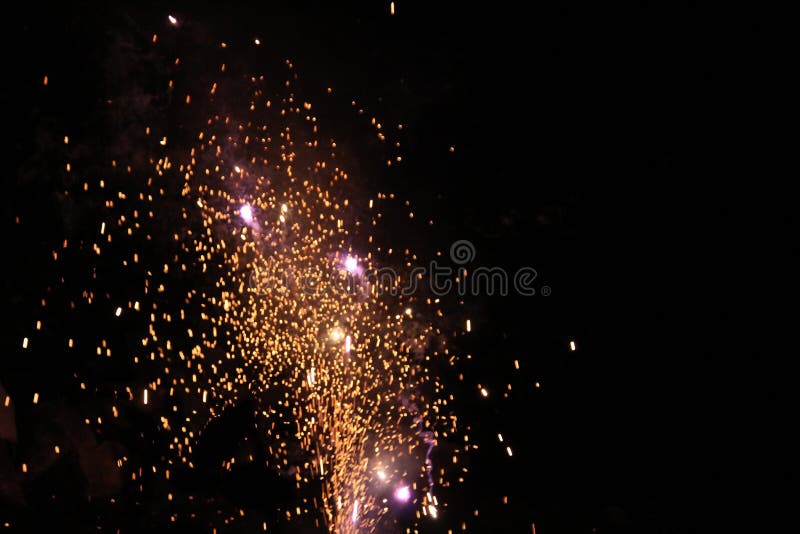 Firework Sparks Dancing in the Air Stock Image - Image of smoke, night ...
