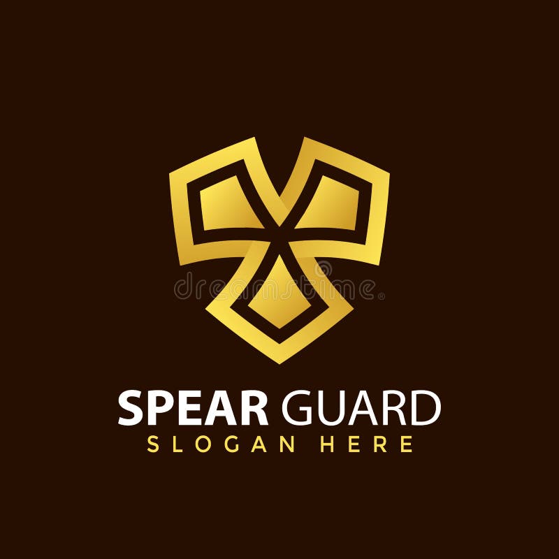 Gold Spear Guard Logo Design Vector Illustration Stock Vector ...