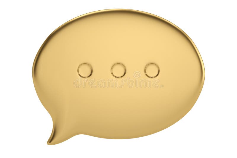 Gold Speech Bubble Isolated on White Background. 3D Illustration Stock ...