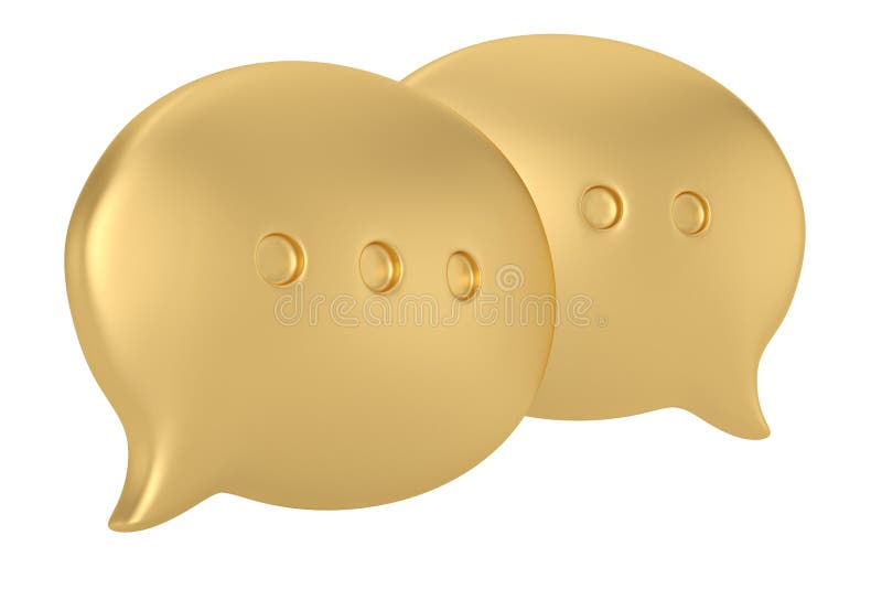 Gold Speech Bubble Isolated on White Background. 3D Illustration Stock ...