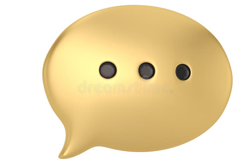 Gold Speech Bubble. 3D Render Illustration Stock Illustration ...