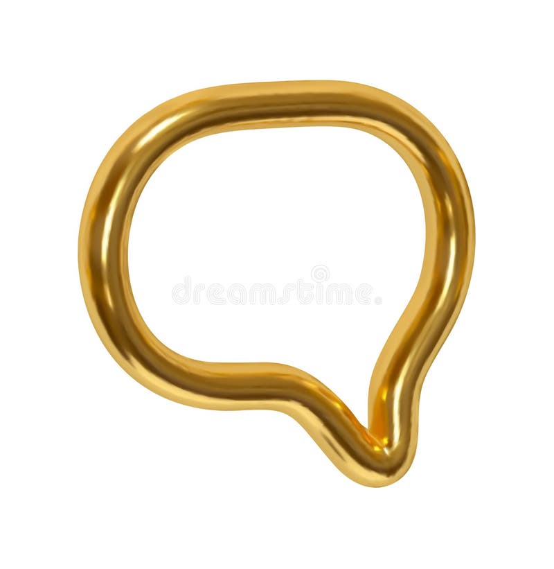 Gold Speech Bubbles. Minimal Chat Golden Dialog Bubble Line Icon Stock ...