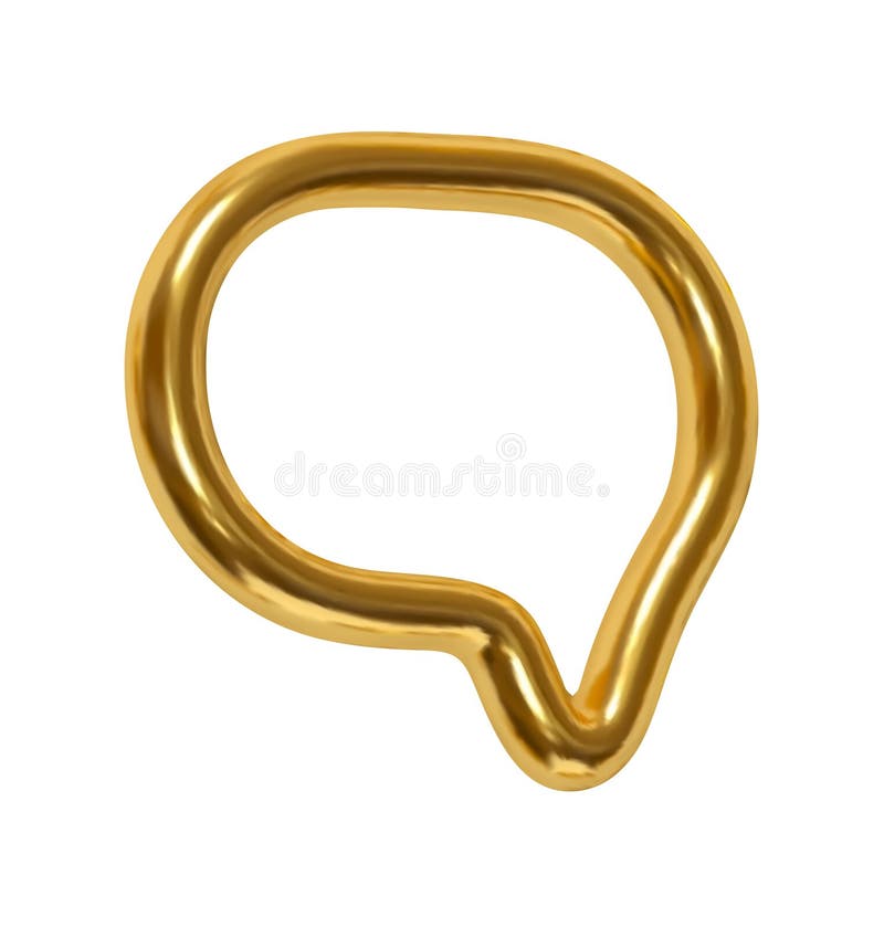 Gold Speech Bubbles. Minimal Chat Golden Dialog Bubble Line Icon Stock ...