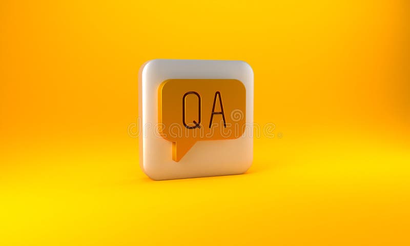 Gold Speech Bubbles with Question and Answer Icon Isolated on Yellow ...