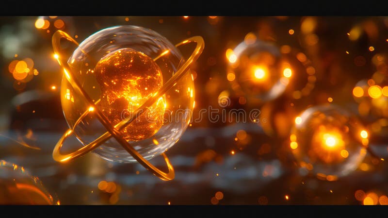 A Gold Sphere with Glowing Lights Stock Image - Image of flame, light ...