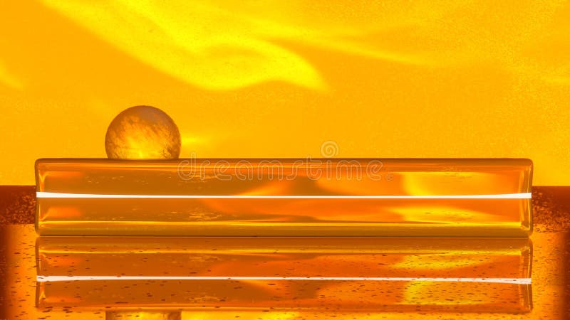A Gold Sphere Inside a Grooved Metal Stand. Abstract Composition Stock ...