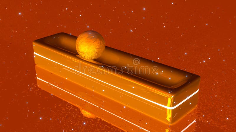 A Gold Sphere Inside a Grooved Metal Stand. Abstract Composition Stock ...