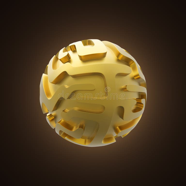 Gold Sphere with Maze Pattern Stock Illustration - Illustration of ...