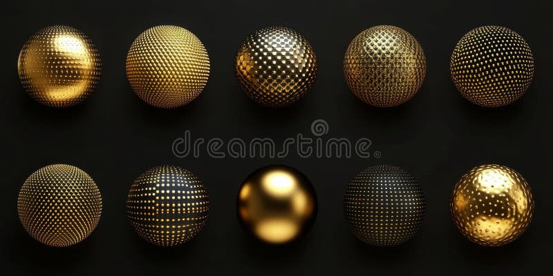 Gold Spherical Carbon Textures Reflective Metallic Surface Luxurious ...