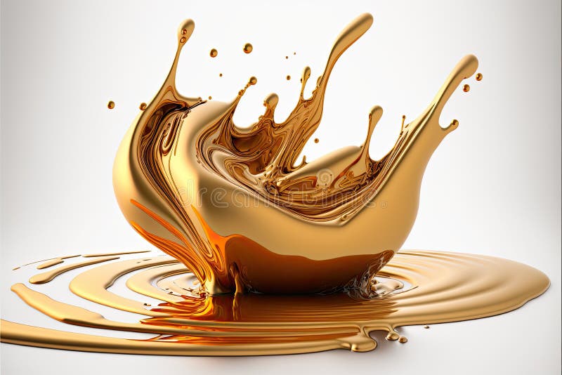 Gold Splash 3D Render - Beautiful Molten Liquid - Generative AI Stock ...