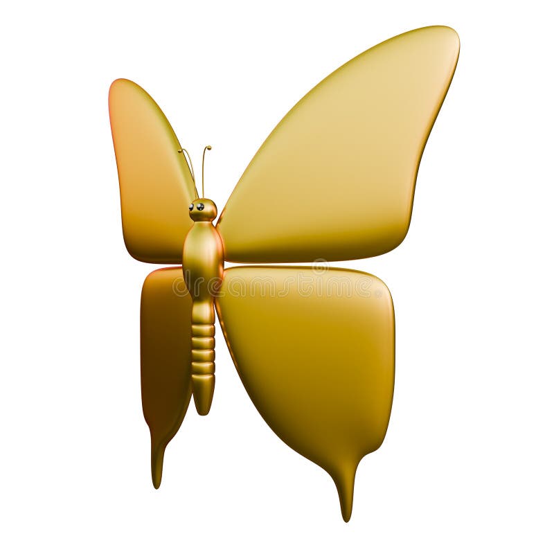 Gold Spring Butterfly 3D Design Element Stock Illustration ...