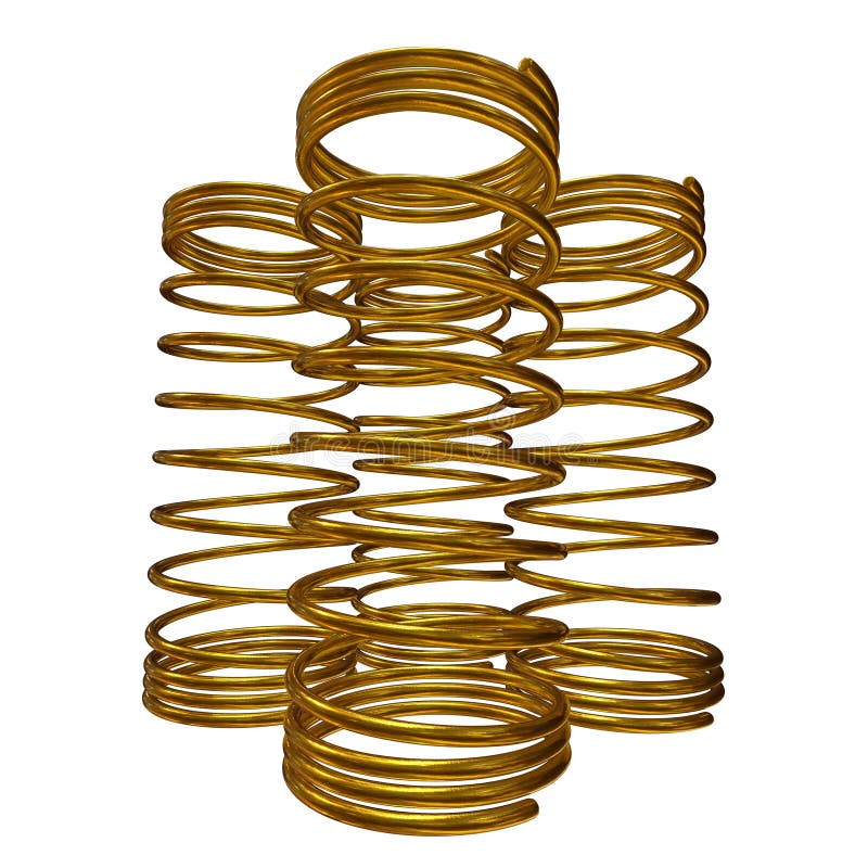 Gold spring 3d stock illustration. Illustration of engineering - 116047631