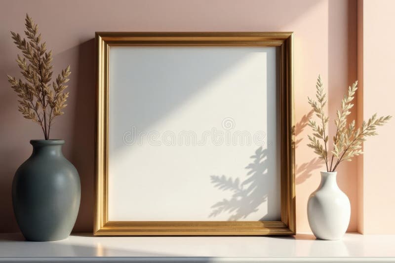 Gold Square Border Mockup, Clean Studio Setting, Studio Shot, Clean ...