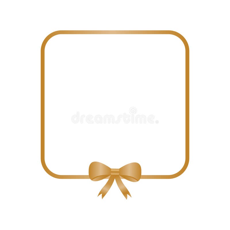 Gold Square Frame with Decorative Golden Bow Stock Vector ...