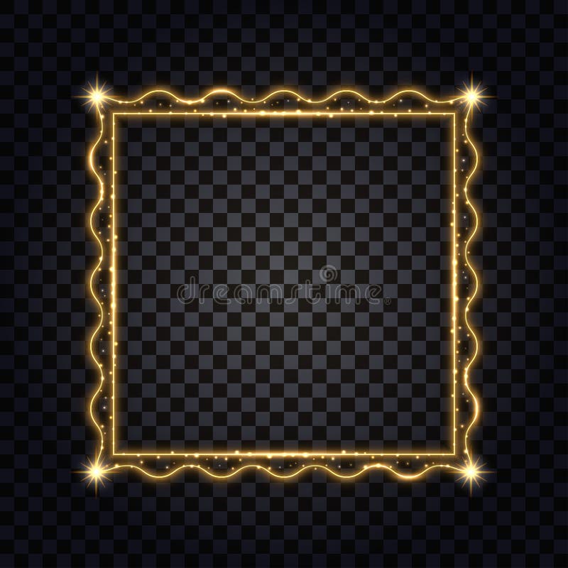 Gold Square Frame with Glowing Glitter Effect. Isolated Design Element ...