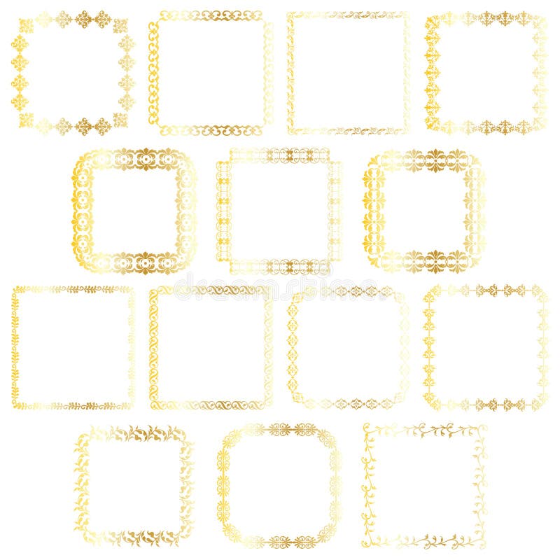 Gold square frames stock illustration. Illustration of gold - 65464809