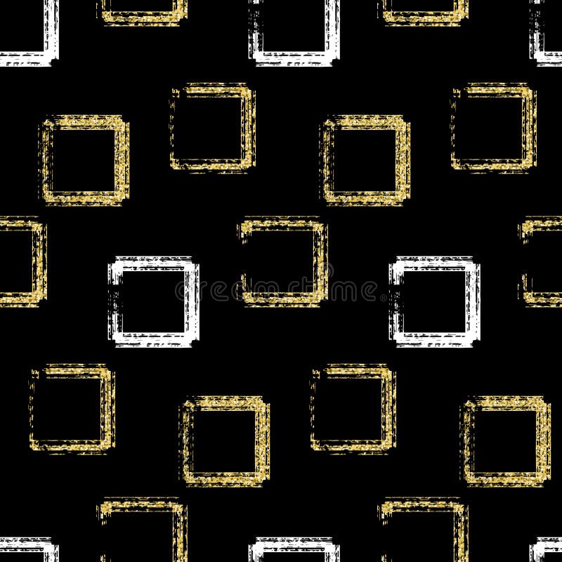 Gold Square Graffiti Brush Geometric Abstract Seamless Pattern Stock ...
