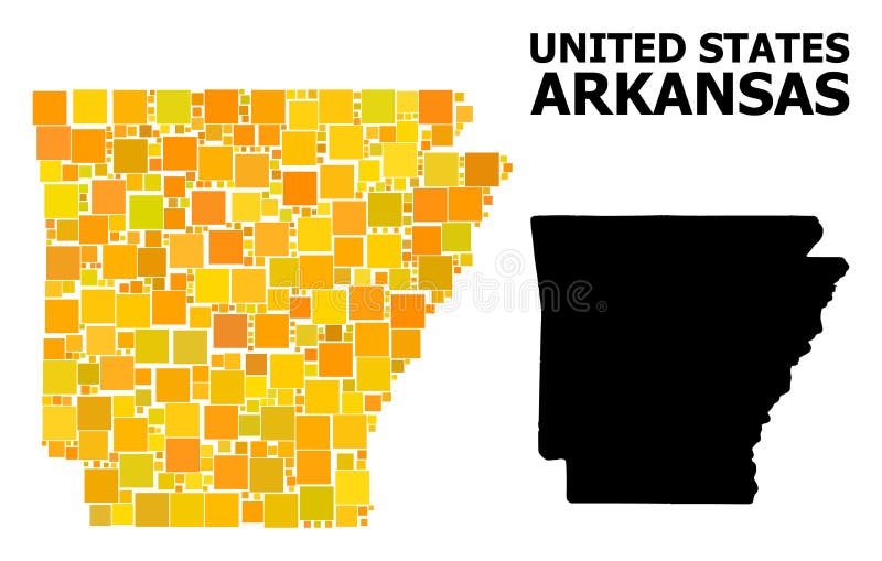 Gold Square Mosaic Map of Arkansas State Stock Illustration ...