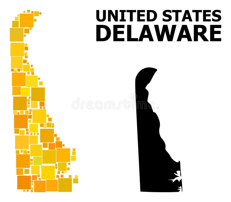 Gold Square Mosaic Map of Delaware State Stock Illustration ...