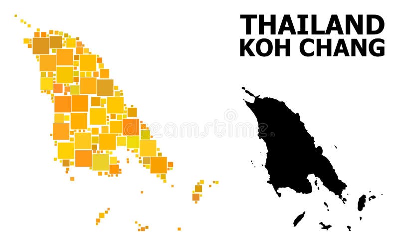 Gold Square Mosaic Map of Koh Chang Stock Illustration - Illustration ...