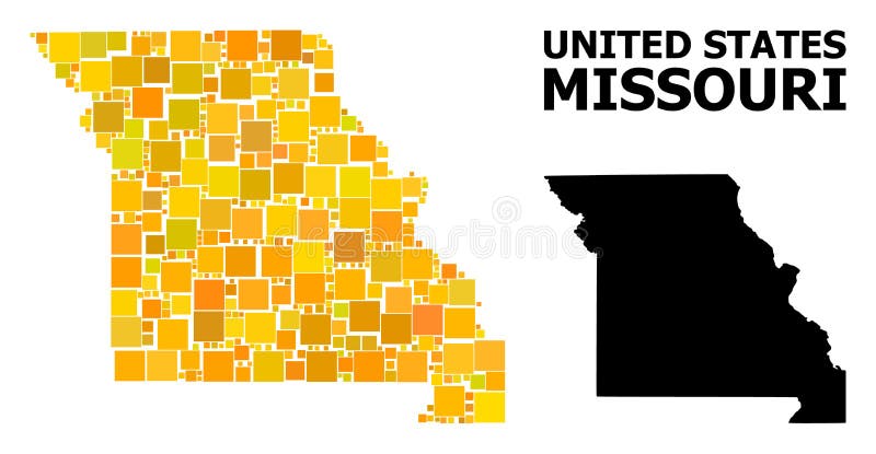 Gold Square Mosaic Map of Missouri State Stock Illustration ...