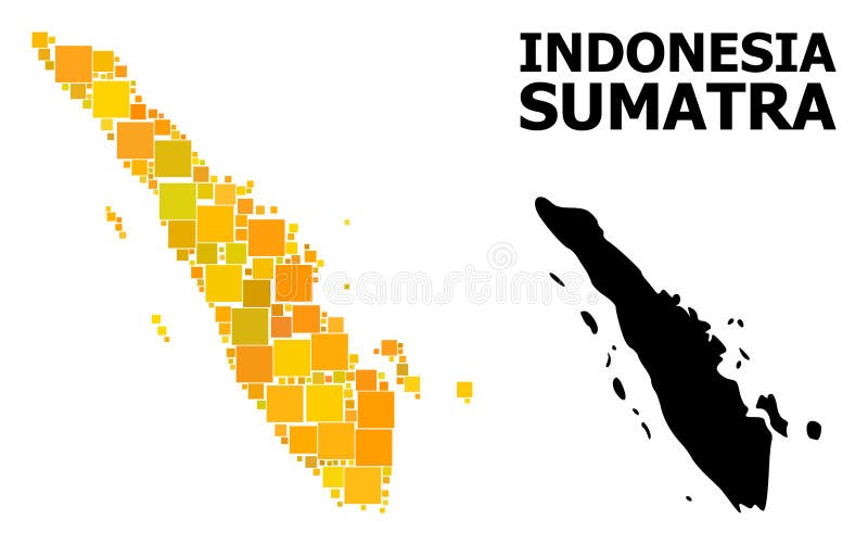 Gold Square Mosaic Map of Sumatra Island Stock Illustration ...