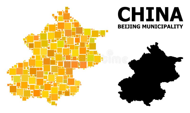 Gold Square Pattern Map of Beijing Municipality Stock Illustration ...