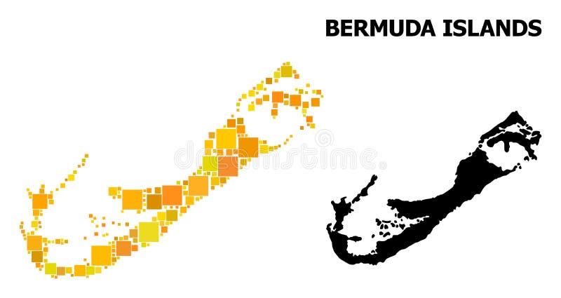 Gold Square Pattern Map of Bermuda Islands Stock Illustration ...