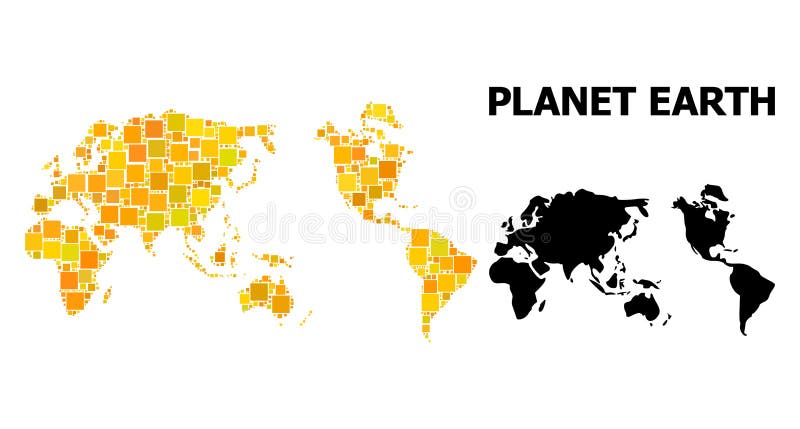 Gold Square Pattern Map of Earth Stock Illustration - Illustration of ...