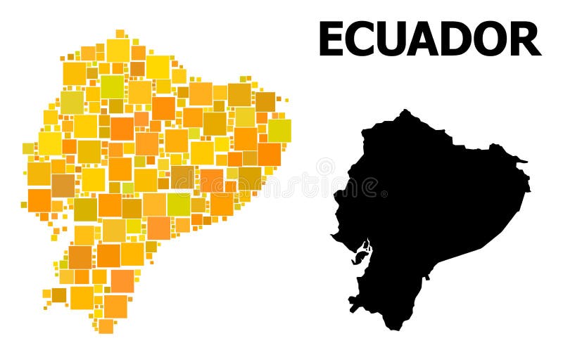 Gold Square Pattern Map of Ecuador Stock Illustration - Illustration of ...
