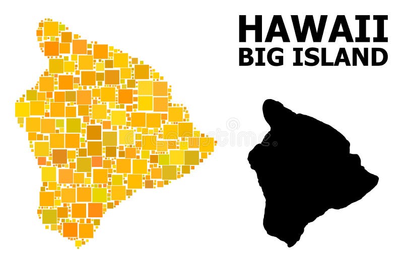 Gold Square Pattern Map of Hawaii Big Island Stock Illustration ...