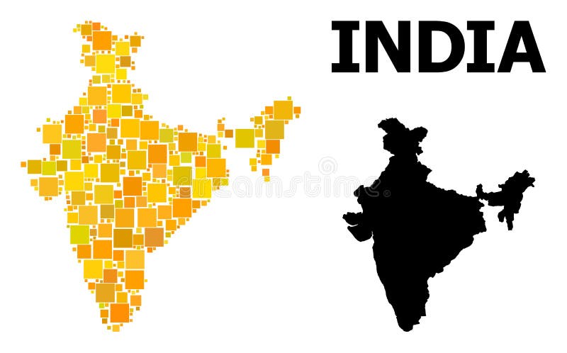 Gold Square Pattern Map of India Stock Illustration - Illustration of ...