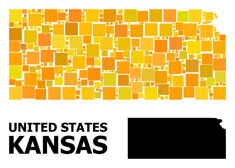 Gold Square Pattern Map of Kansas State Stock Illustration ...