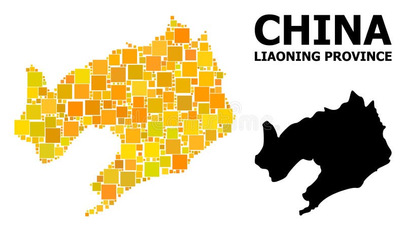 Gold Square Pattern Map of Liaoning Province Stock Illustration ...