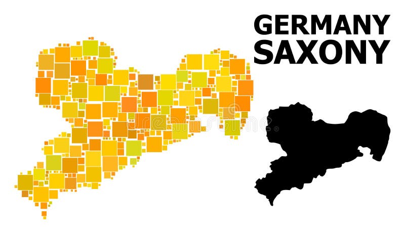 Gold Square Pattern Map of Saxony State Stock Illustration ...