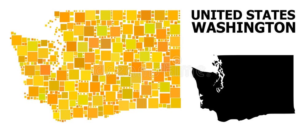 Gold Square Pattern Map of Washington State Stock Illustration ...