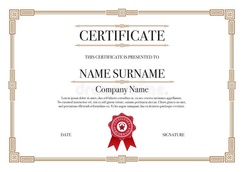 Gold Square Shape with 3 Stripes Element Certificate Border for ...
