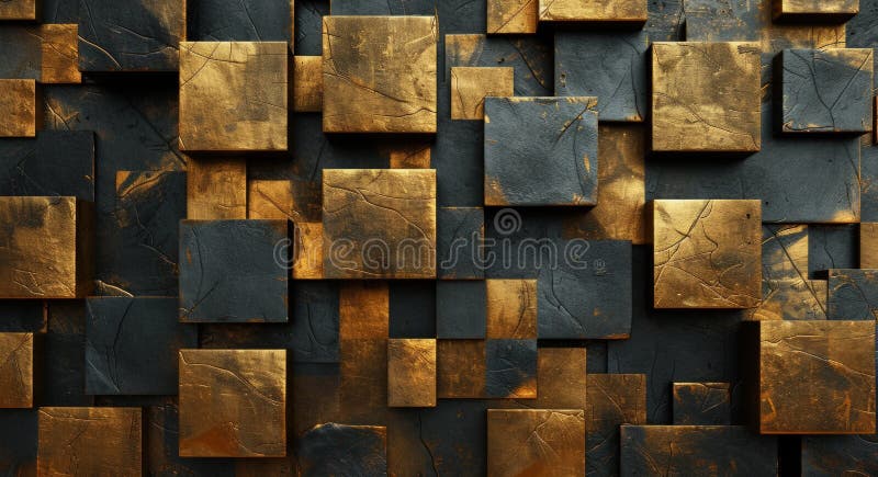 Gold Squares Background Metal Wallpaper, Stock Image - Image of ...
