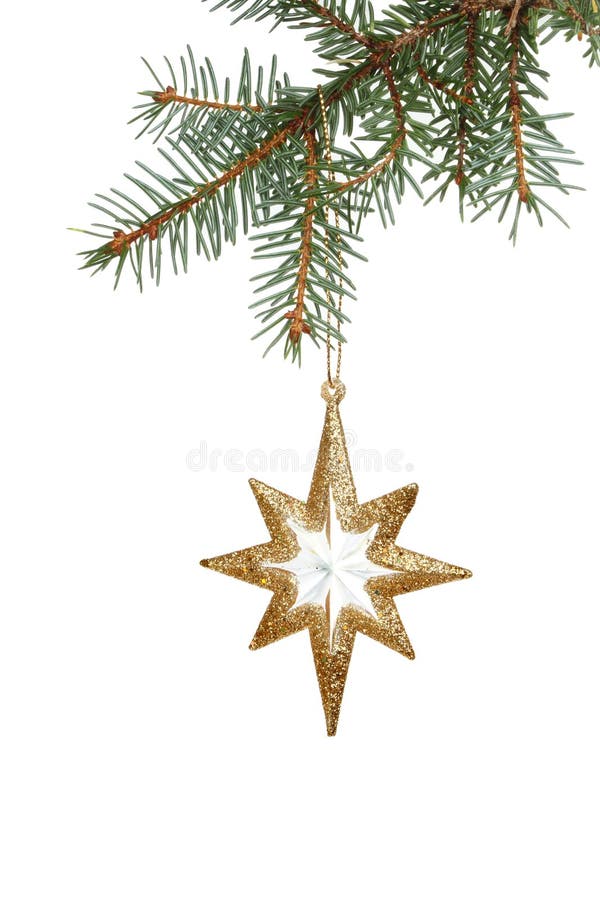 Gold Star Christmas Ornament Stock Photo - Image of hanging, golden ...