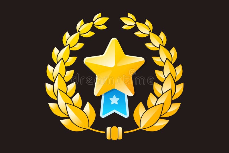 Gold Star Award with Livery Wreath Around Stock Vector - Illustration ...