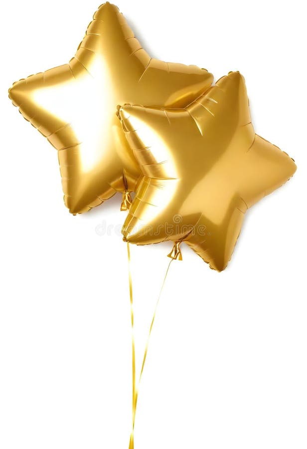 Gold Star Balloon for Party Stock Illustration - Illustration of gold ...