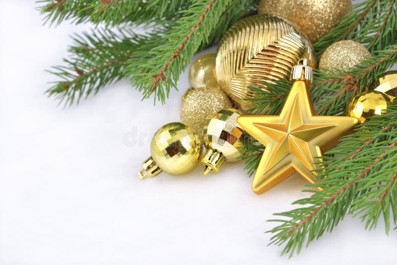 Gold Star And Christmas Decorations Stock Image - Image of adornment ...