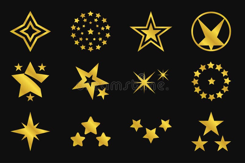 Gold Star Collection.Star Logo Collection.Modern Simple Flat Style ...