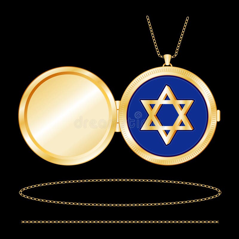Star of David Gold Locket, Chains Stock Vector - Illustration of chain ...