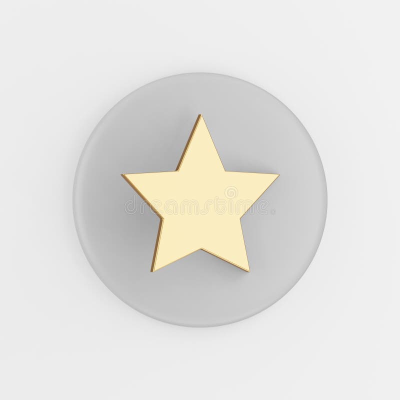 Gold Star Icon in Flat Style. 3d Rendering Gray Round Key Button ...