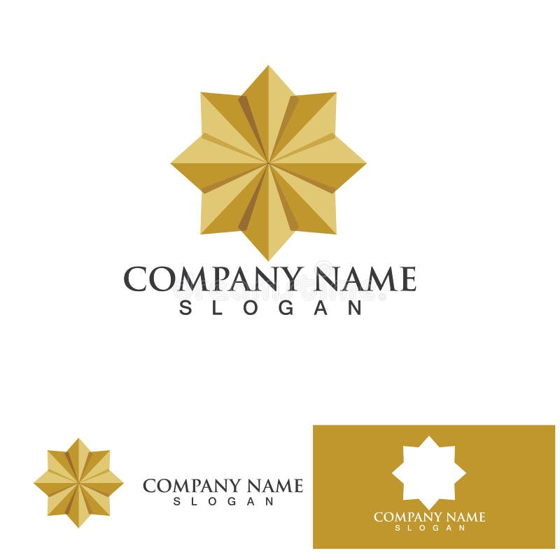 Gold Star Logo Vector with Black Background Stock Vector - Illustration ...