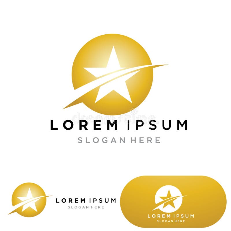 Gold Star Logo Vector with Black Background Stock Vector - Illustration ...