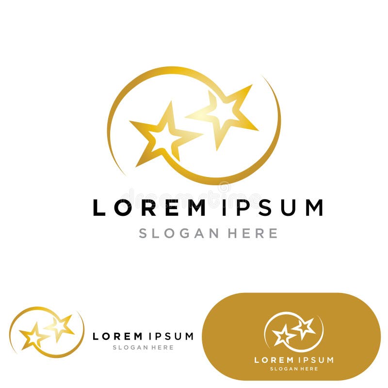 Gold Star Logo Vector with Black Background Stock Vector - Illustration ...