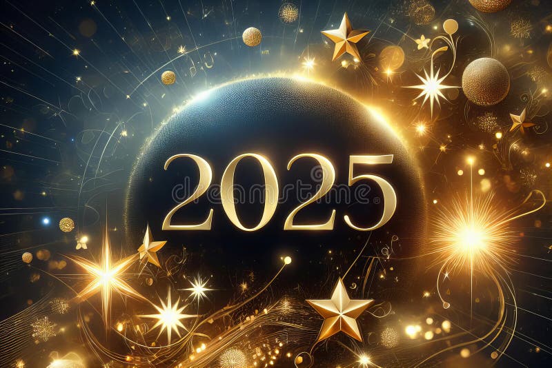 A Gold Star with the Number 2025 on it Stock Photo - Image of party ...