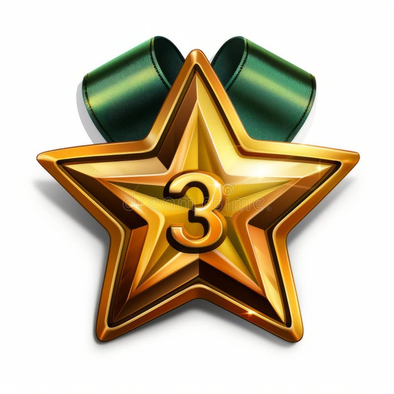 A Gold Star with the Number Three on it Stock Photo - Image of shape ...